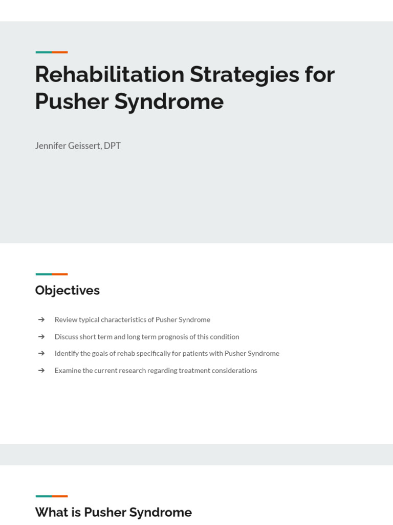Pusher Syndrome Rehabilitation Strategies | PDF | Medicine | Medical ...