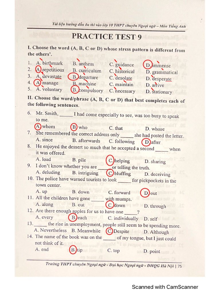 Key Practice Test R9 | PDF