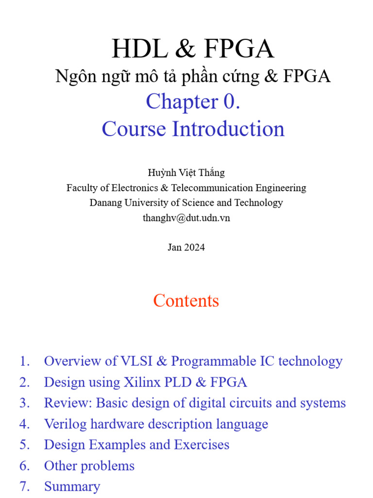 HDL_and_FPGA_Ch00_HVT_2024_CourseOverview | PDF | Field Programmable Gate Array | Hardware ...