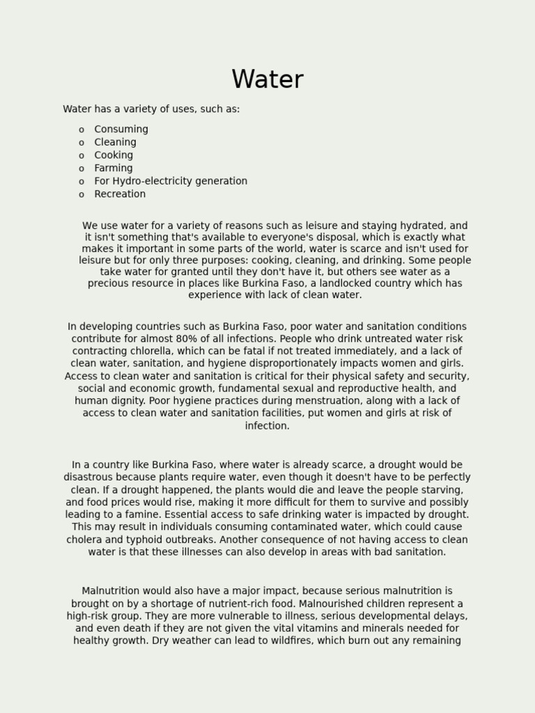 Water | PDF | Drinking Water | Wash