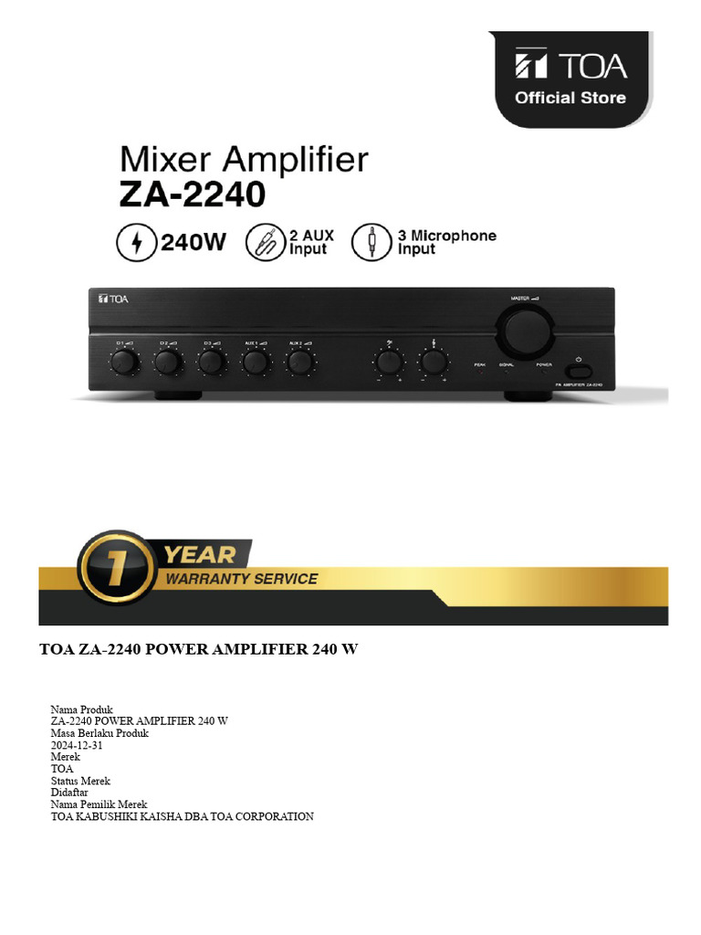 Spesifikasi Power Amplifier | PDF