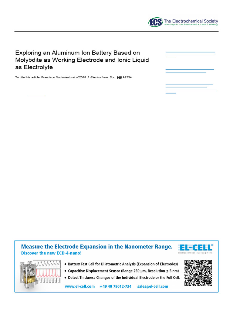 Nacimiento 2018 J. Electrochem. Soc. 165 A2994 | PDF | Electrochemistry | Redox