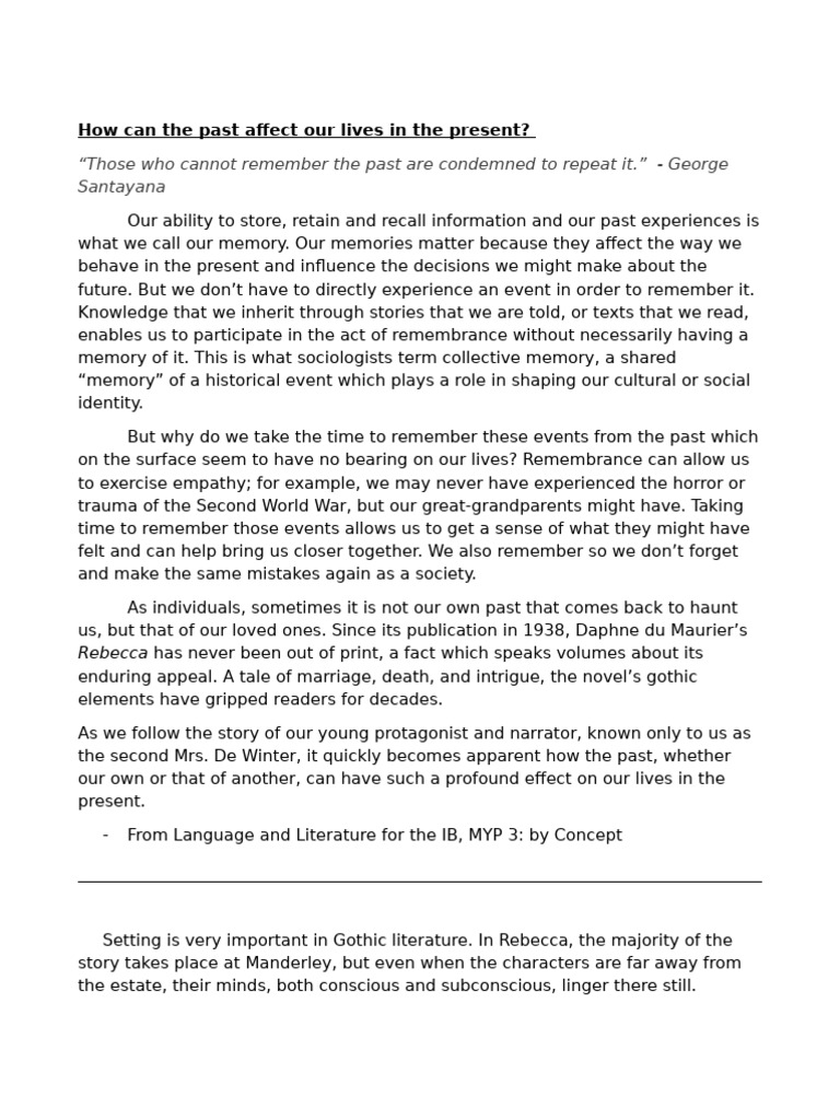 Introduction to Rebecca - Chapter One and Activities | PDF | Memory