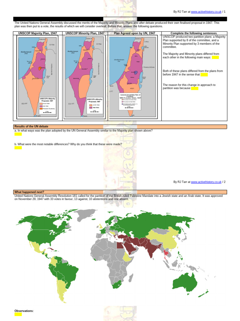 UN Partition Plans 1947 | PDF | Israeli–Palestinian Conflict | Politics ...