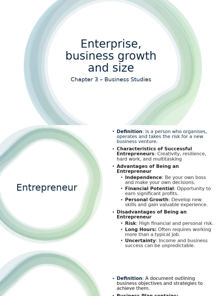 Enterprise, Business Growth and Size - Chapter 3 (Business Studies ...