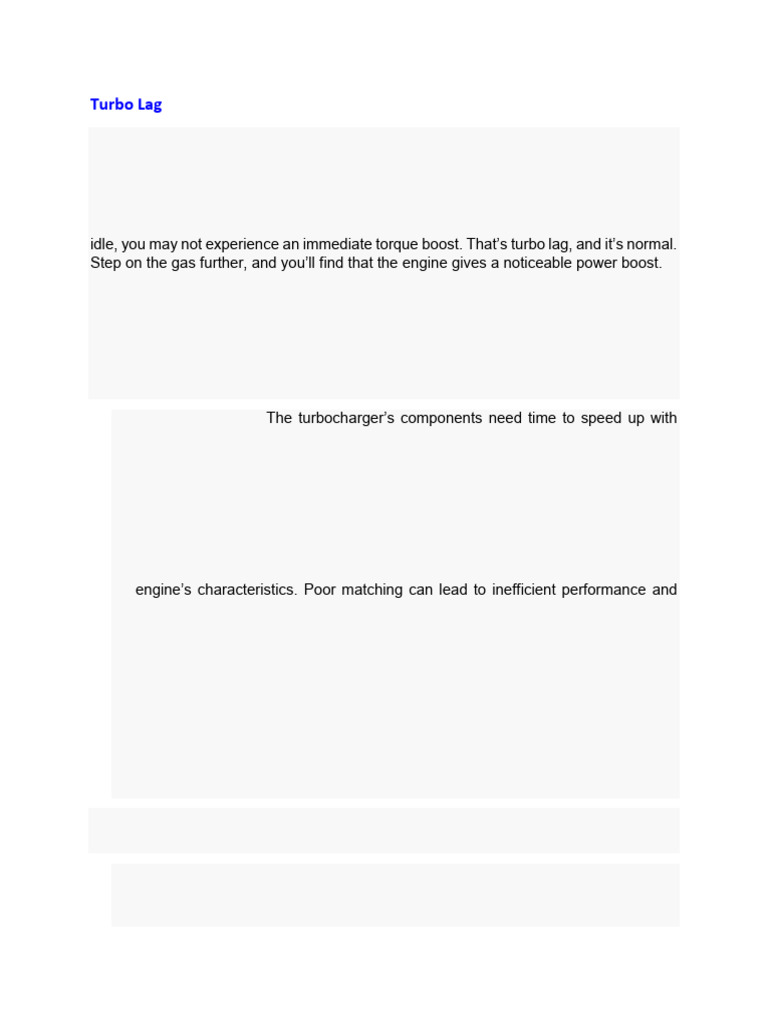 Understanding Turbo Lag in Engines | PDF | Turbocharger | Propulsion