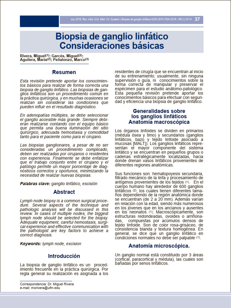 Rmgsroot, Biopsia de Ganglio Linfático | PDF | Ganglio linfático ...