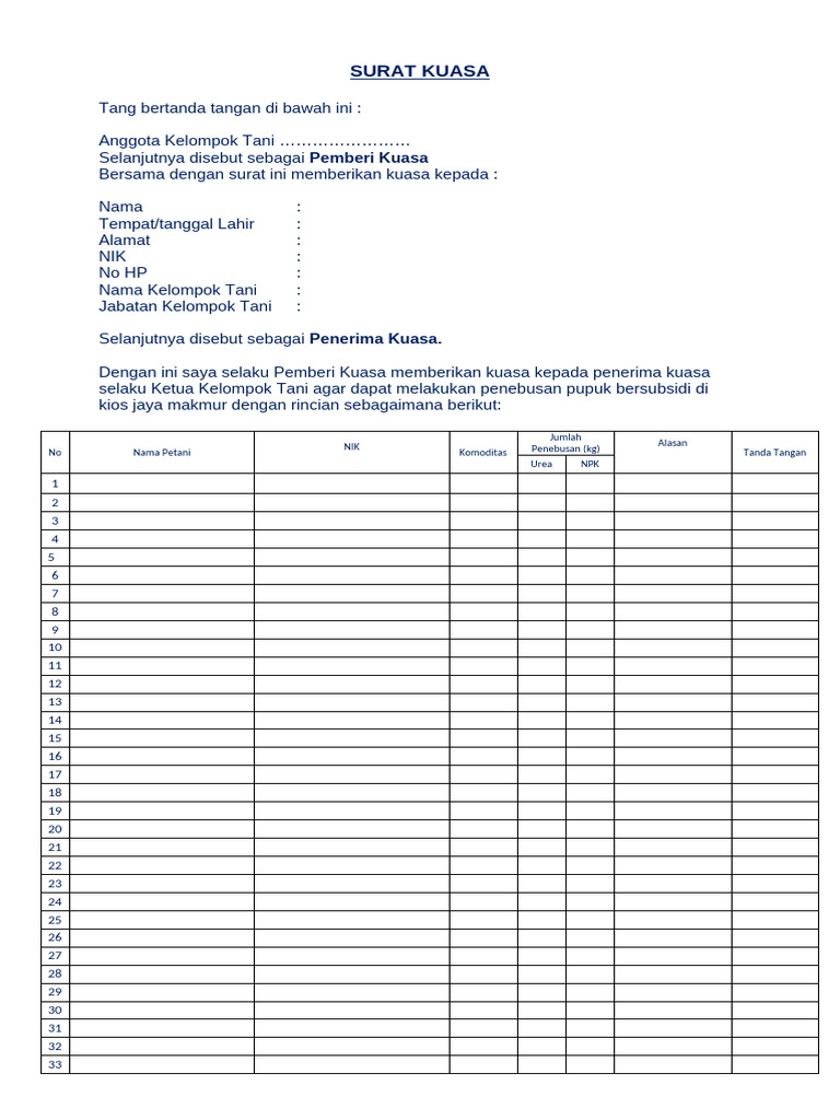 Surat Kuasa Penebusan Kelompok | PDF