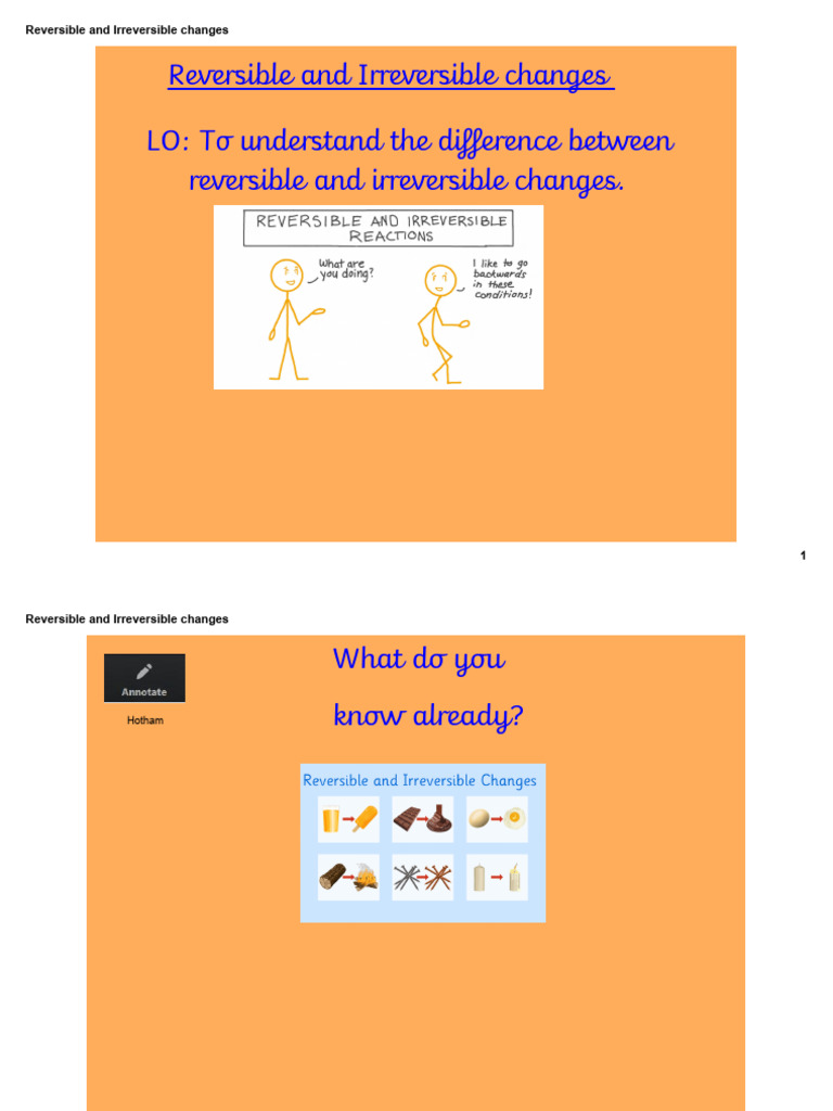 Year 5.6 Science Reversible and Irreversible Changes | PDF