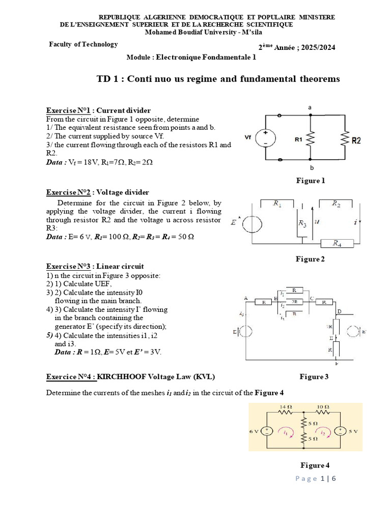 TD1 ELE FOND-2025-fr | PDF | Computer Engineering | Electronics