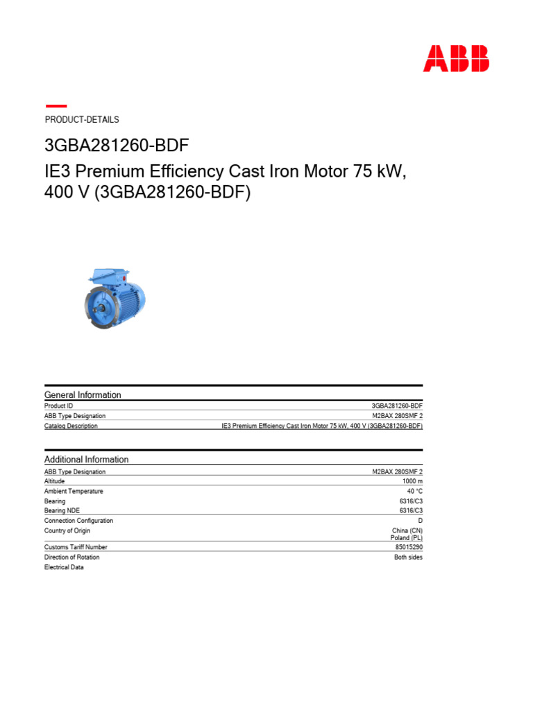 75kw flanch | PDF | Electric Motor | Electrical Engineering