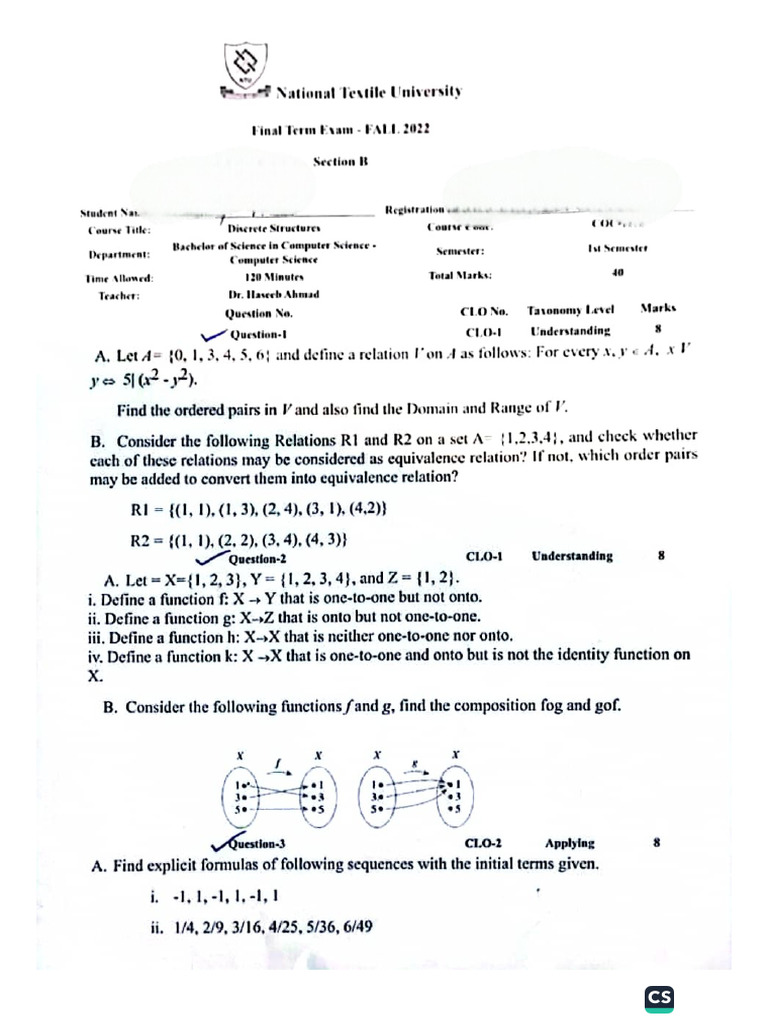 1st Sem Final Past Papers | PDF
