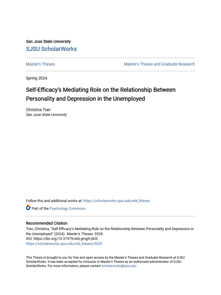 Self-Efficacy - S Mediating Role On The Relationship Between Person | PDF | Self Efficacy ...