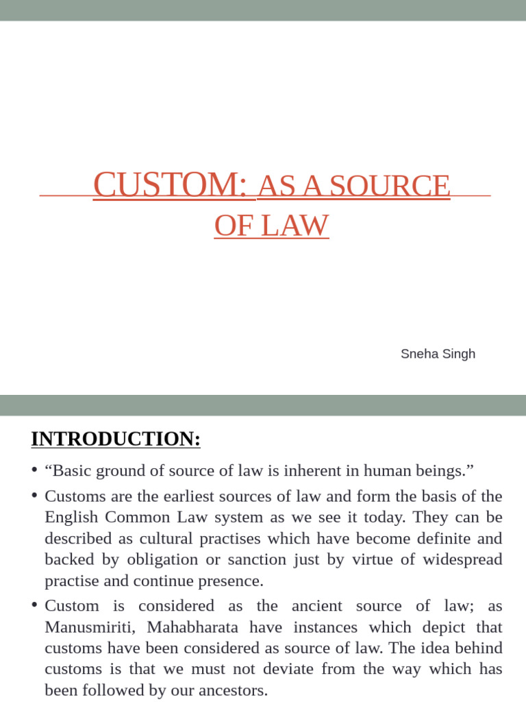 1936 - Custom As A SOL - Jurisprudence | PDF | Common Law | Sources Of Law
