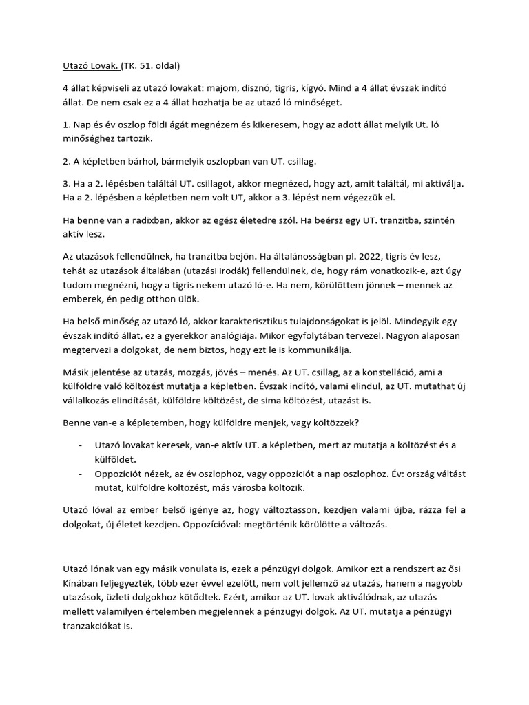 Kinai Asztrologia 25 Utazo Lo Es Lelek Csillag | PDF