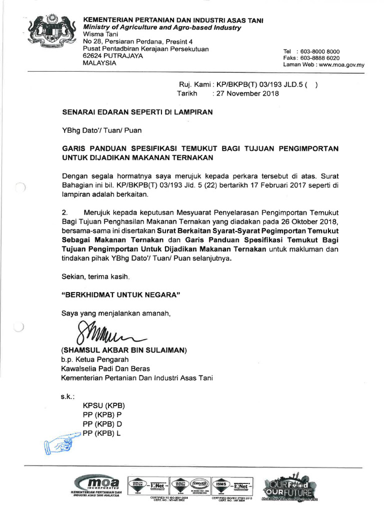 MOA - 2018.11 - Garis Panduan Spesifikasi Temukut Bagi Tujuan Import | PDF