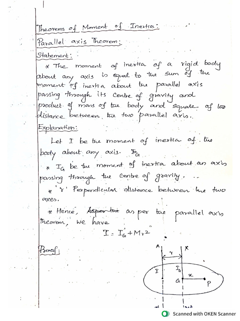 1.8 Parallel and Perpendicular Axis Theorem | PDF