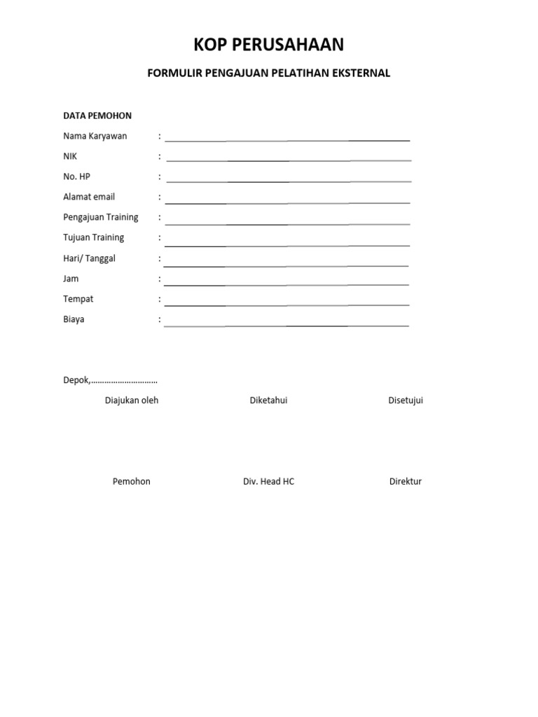 Formulir Pengajuan Pelatihan Eksternal | PDF