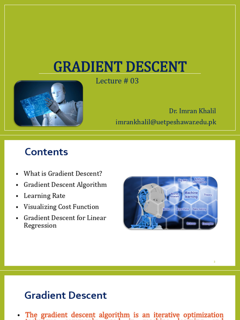 ML Lecture # 03 Gradient Descent | PDF | Mathematical Optimization | Mathematical Analysis