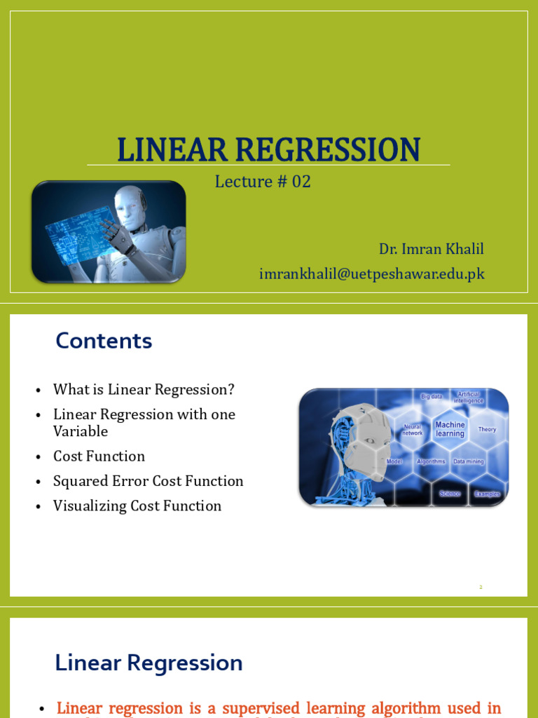 Ml Lecture 02 Linear Regression Pdf Regression Analysis Linear