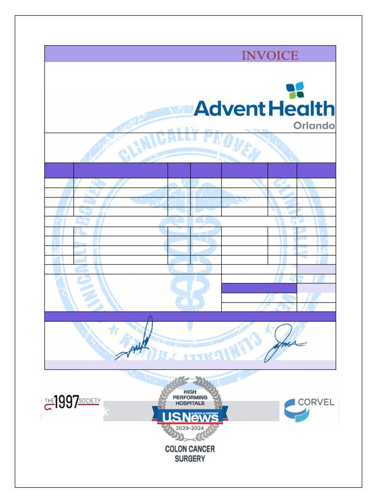 AdventHealth Orlando Patient Bill 2024 | PDF