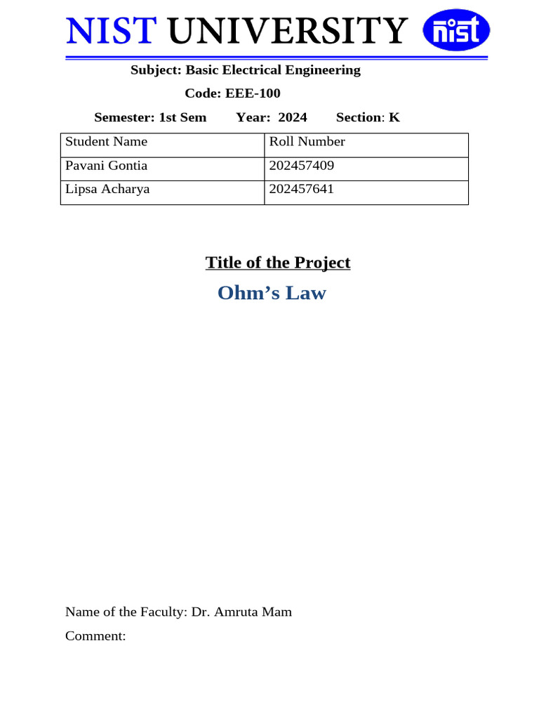 BEE project | PDF | Series And Parallel Circuits | Voltage