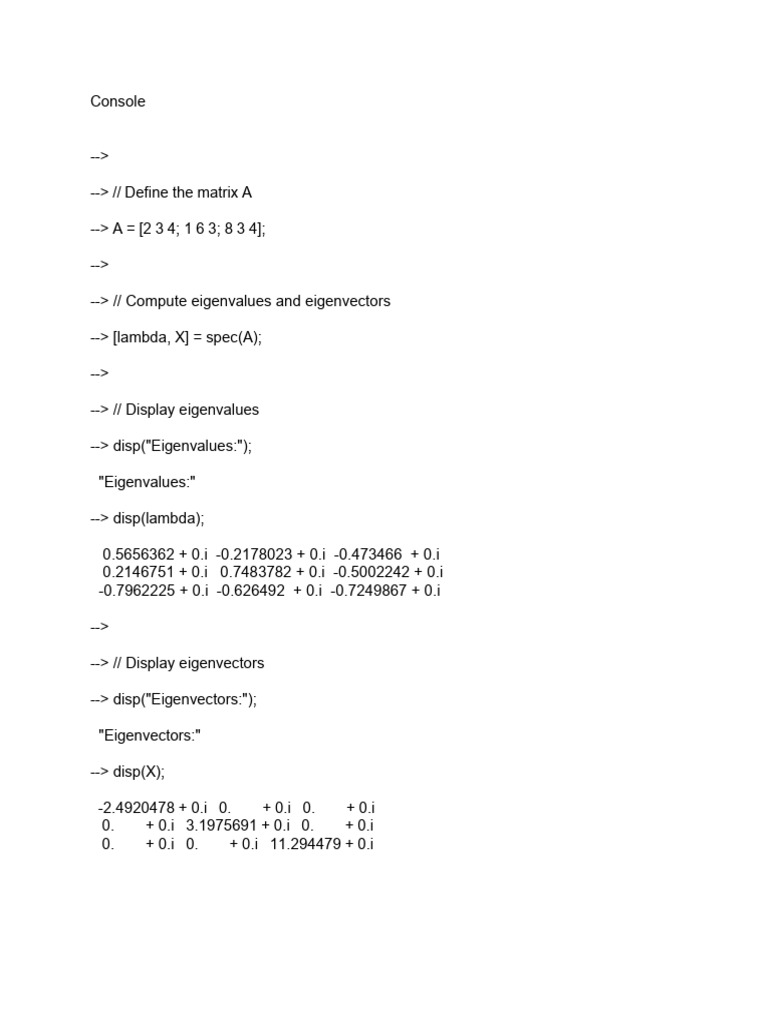 Scilab Eigen Vectors | PDF