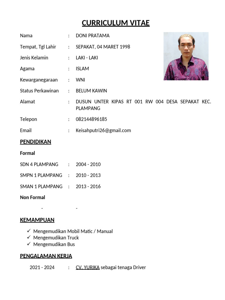 CV. DONI PRATAMA | PDF