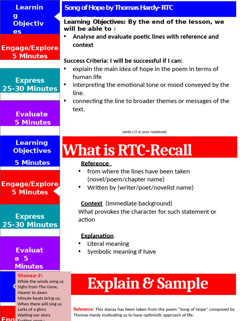 Year-9 Literature Week- Day- RTC | PDF | Poetry | Thomas Hardy