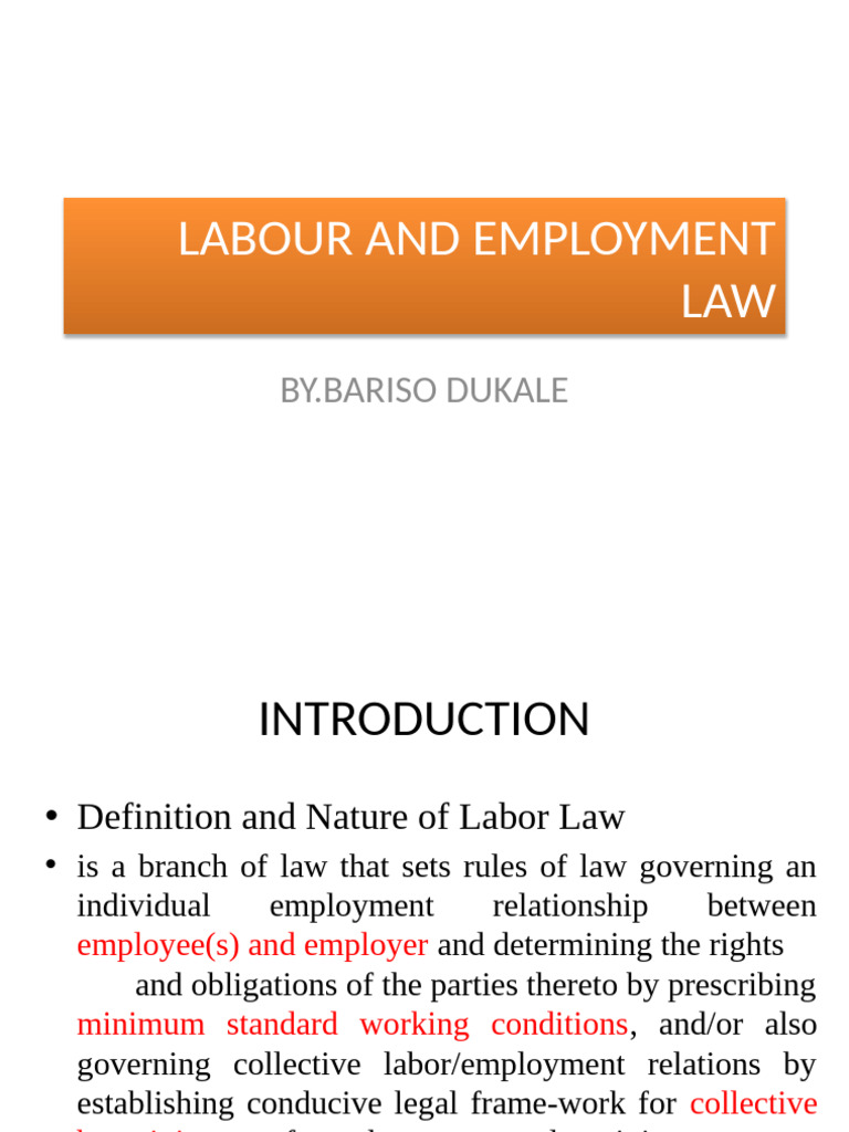 LABOUR AND EMPLOYMENT LAW ppt-1 | PDF | Employment | Labour Law