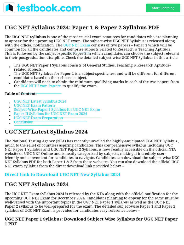 UGC NET Syllabus 2024 - Paper 1 & Paper 2 Syllabus PDF | PDF