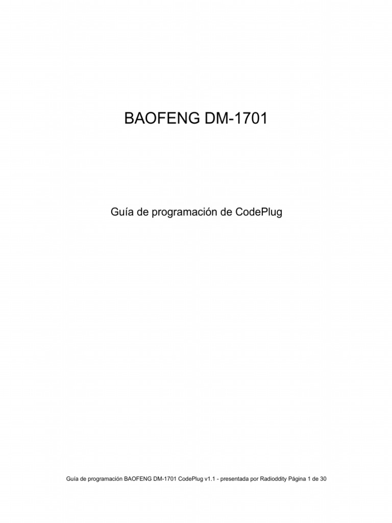 Guía Programación BAOFENG DM-1701 | PDF | Radiodifusión | Contraseña