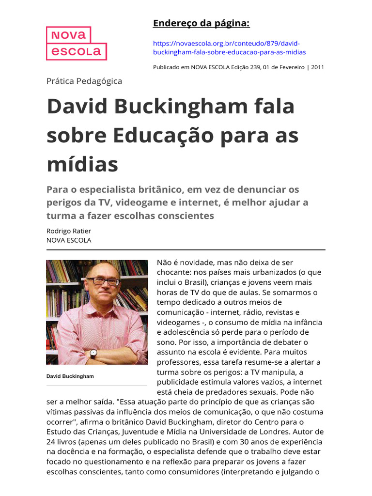 Educação Midiática com David Buckingham | PDF | Publicidade | Pensamento