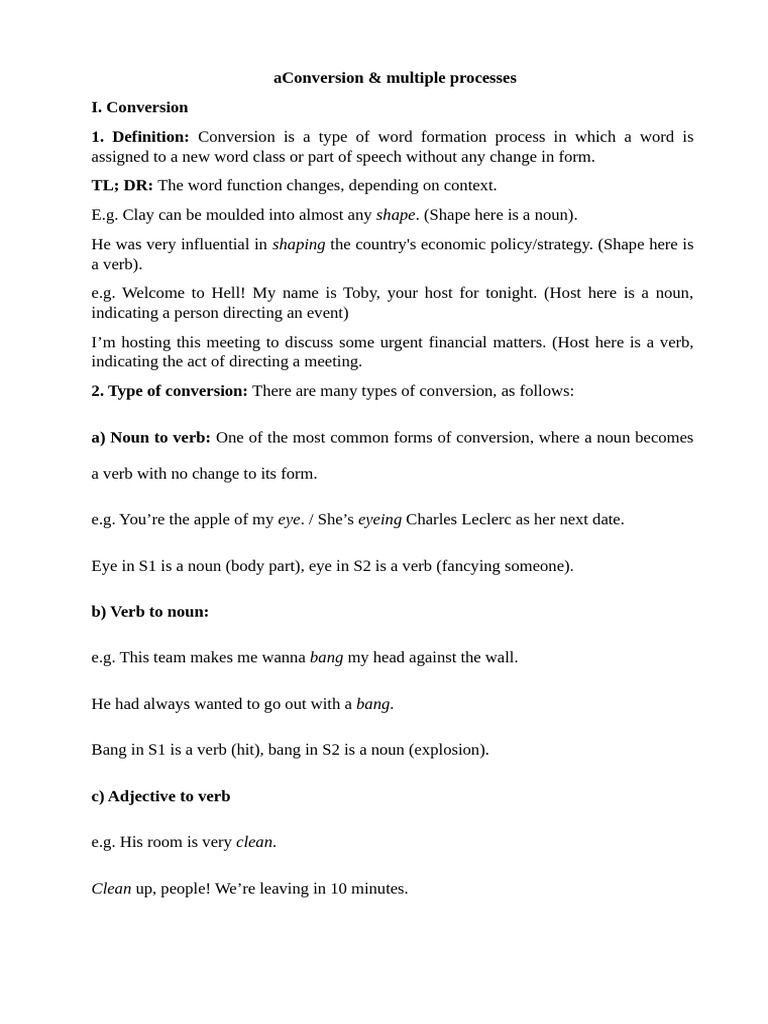 Conversion and Multiple Processes | PDF | Word | Morphology (Linguistics)