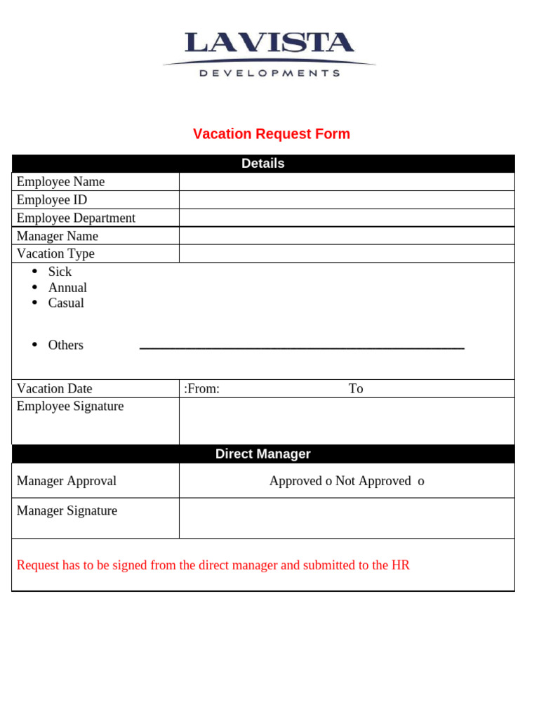 Vacation Request Form | PDF