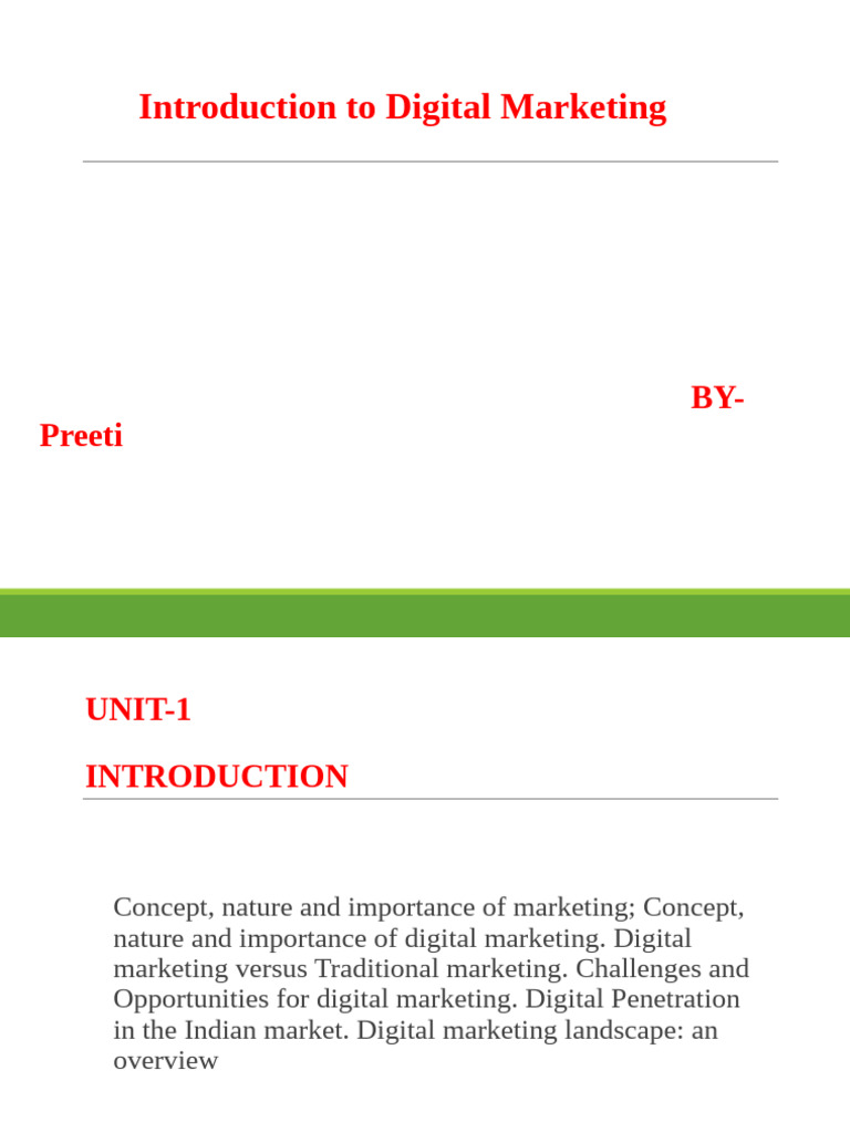 Digital Marketing Unit-1 | PDF | Marketing | Customer
