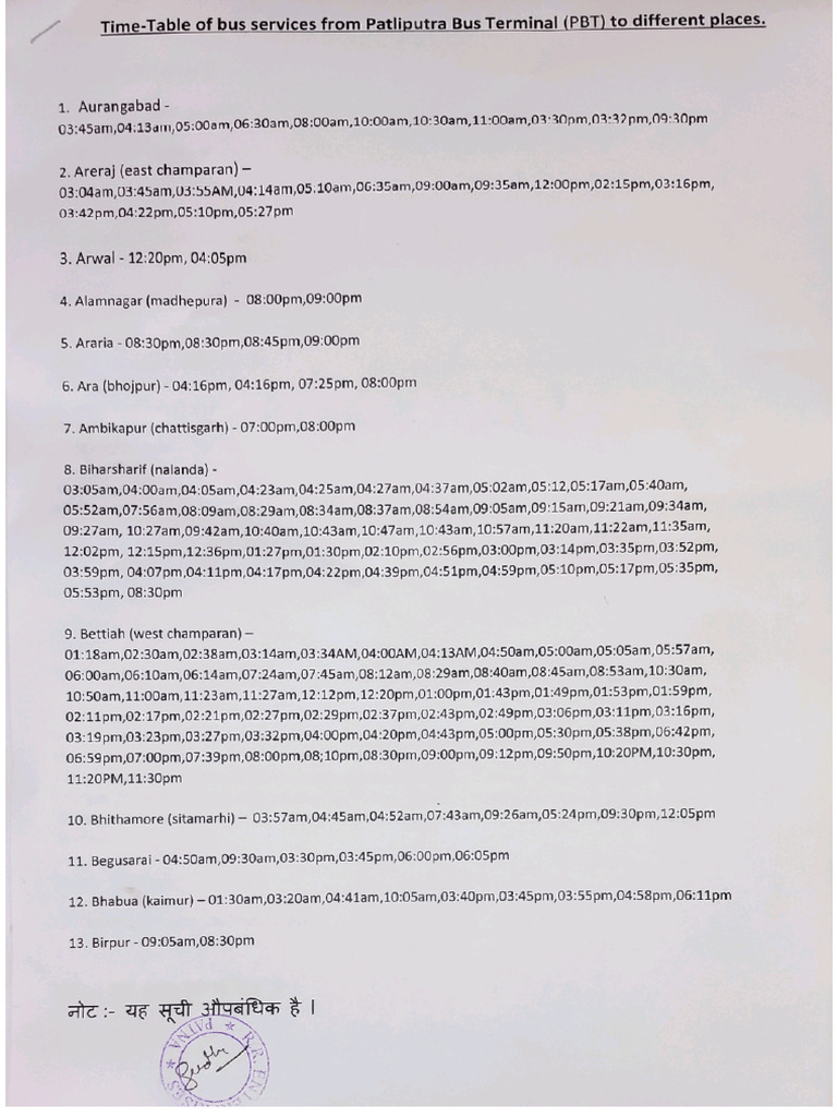 Time_Table_ISBT | PDF