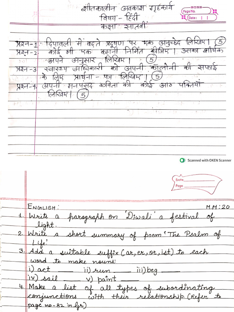 Holiday homework (Winter vacation) (1) | PDF