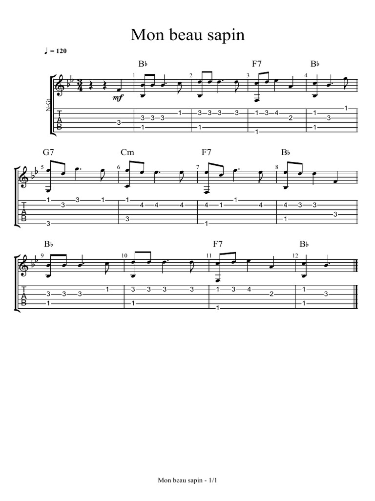 Mon beau sapin guitare | PDF