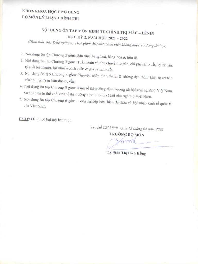 Nội Dung Ôn Tập KTCT - HK212 | PDF