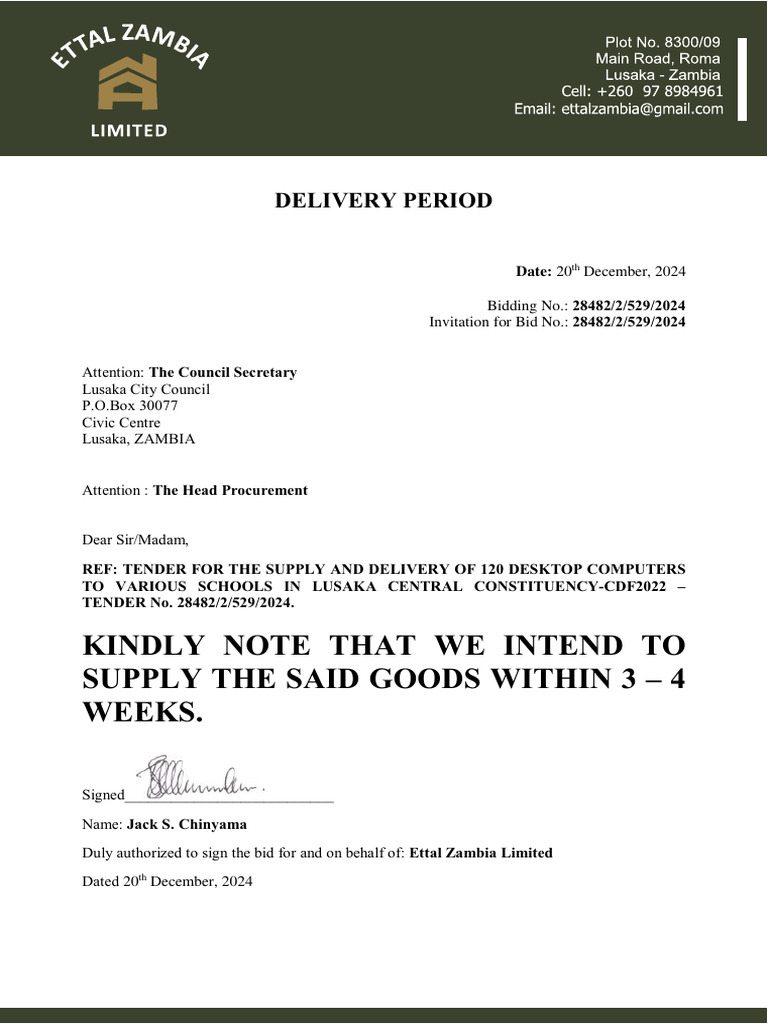 DELIVERY PERIOD | PDF