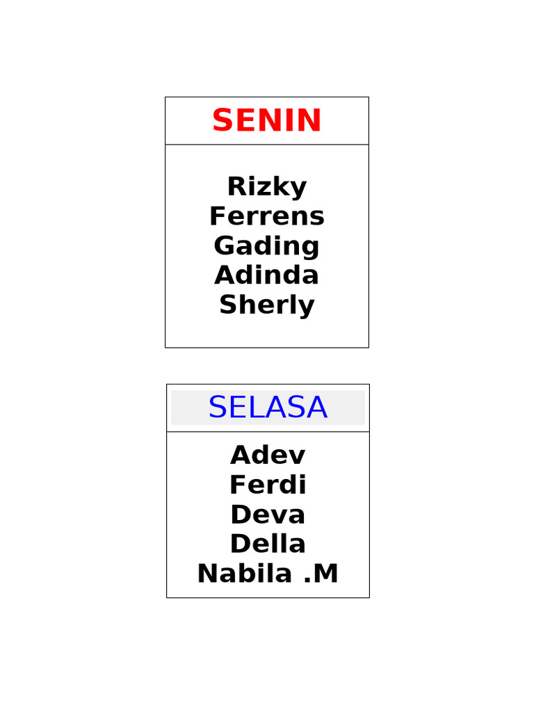 Daftar Piket Sherly | PDF