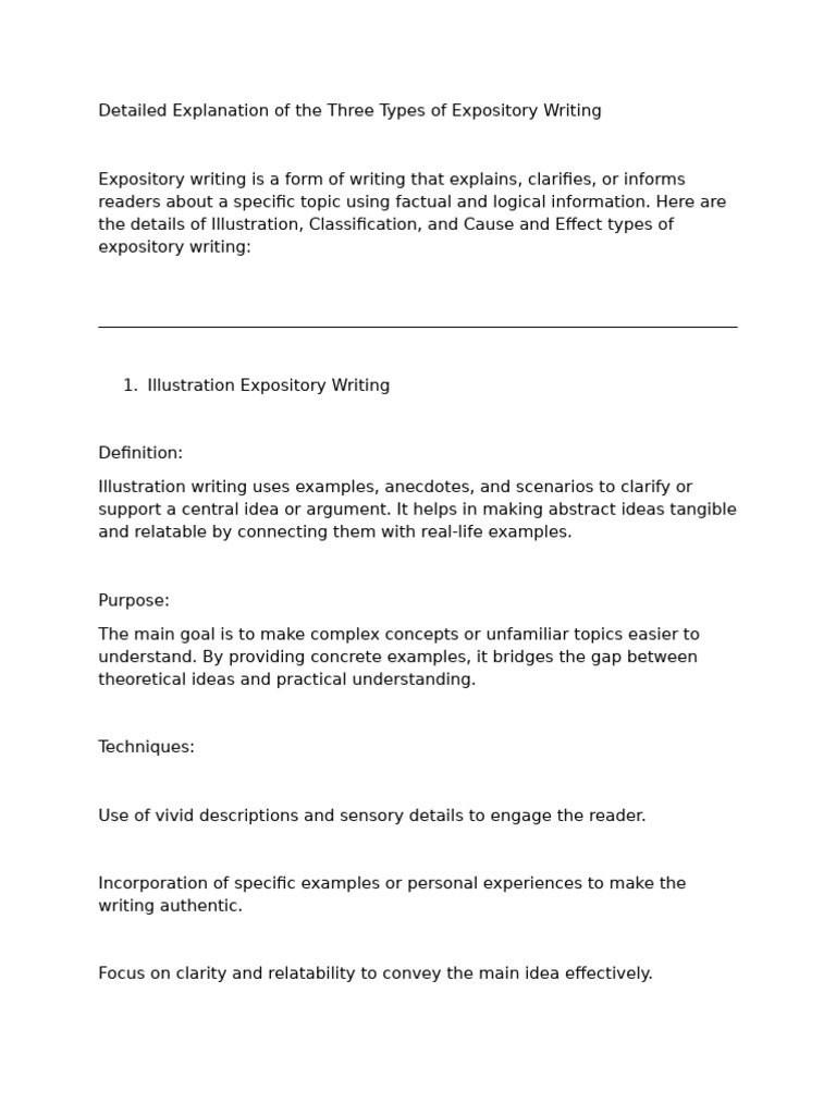 3 Types of Expository Writing | PDF | Idea | Reason
