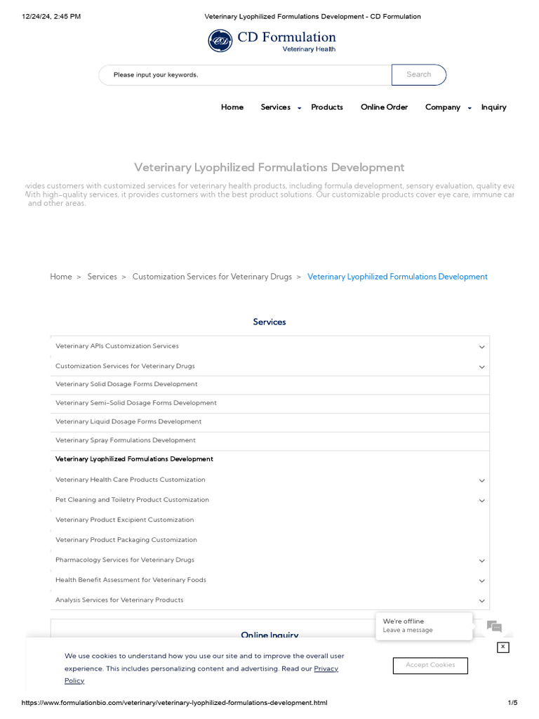 Veterinary Lyophilized Formulations Development - CD Formulation | PDF ...