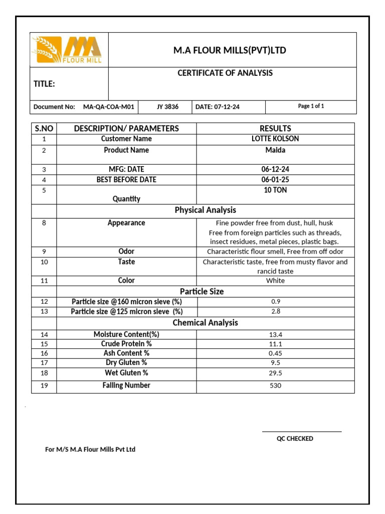 Lotte Kolson Coa 07-12-24 | PDF | Flour