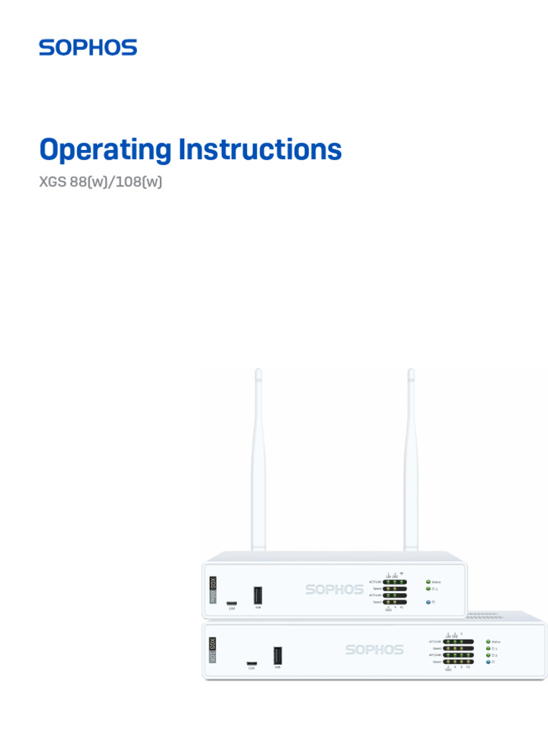 Sophos Operating Instructions Xgs 88 88w 108 108w | PDF | Usb | Ieee 802.11
