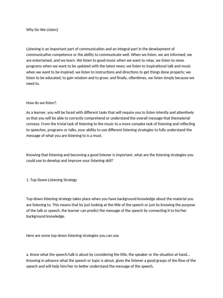 Listening Strategy | PDF | Learning | Neuroscience