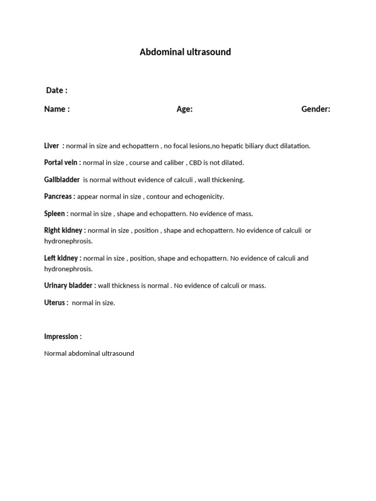 Abdominal Ultrasound Report | PDF