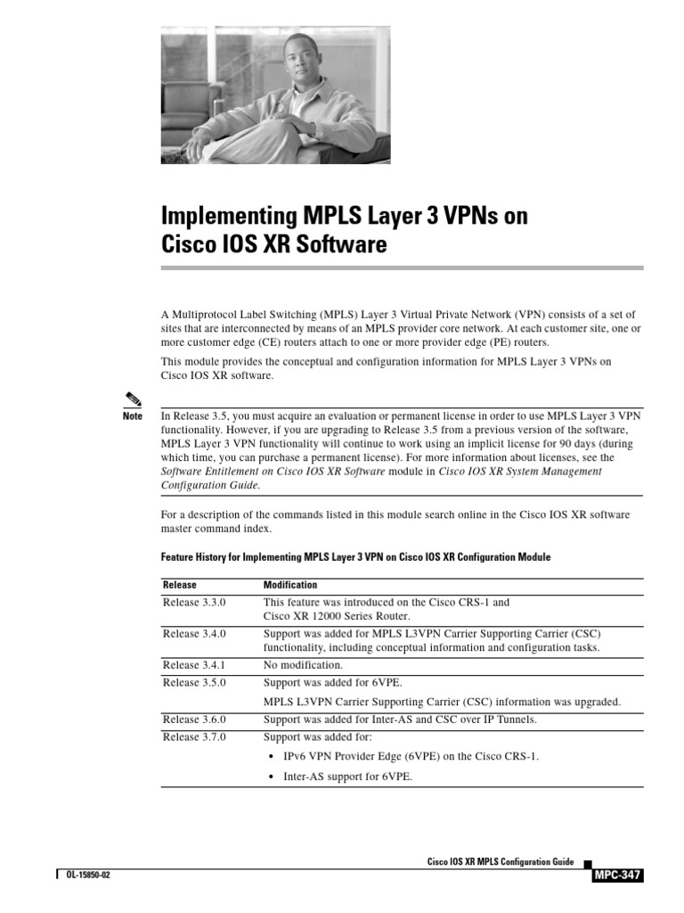 Implementing MPLS Layer 3 VPNs On Cisco IOS XR | PDF | Virtual Private Network | Networking