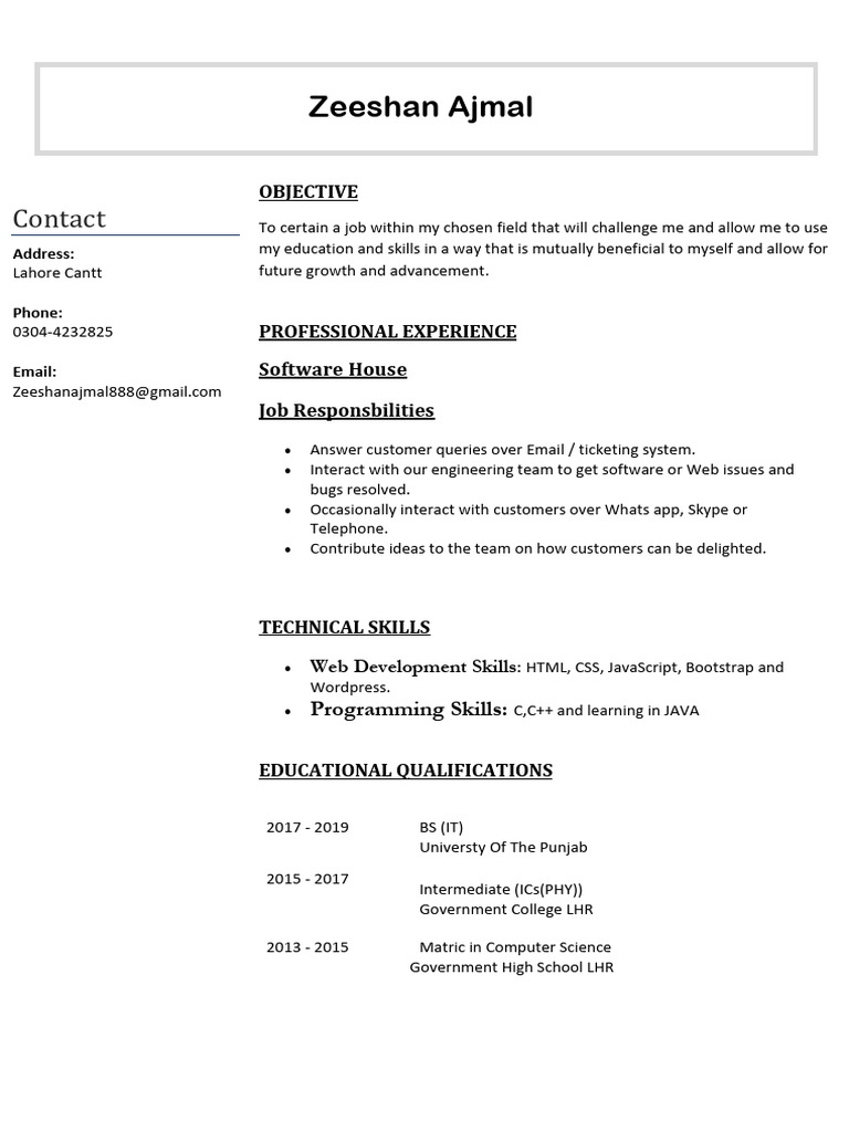 Zeeshan Cv | PDF